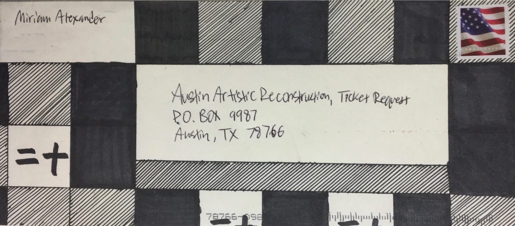 2018 envelope art by Miriam Alexander – Burning Flipside